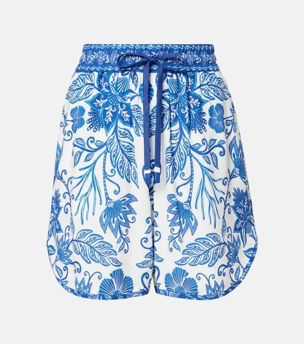 Farm Rio Shell Garden Shorts - Blue
