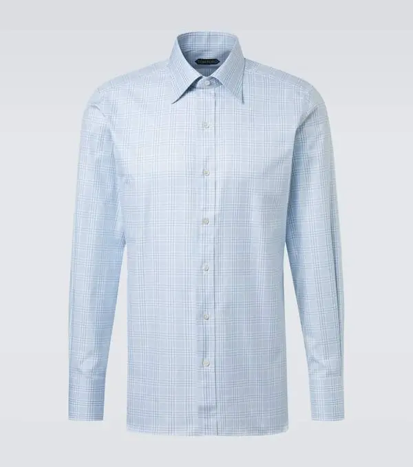TOM FORD Checked Cotton Shirt - Blue