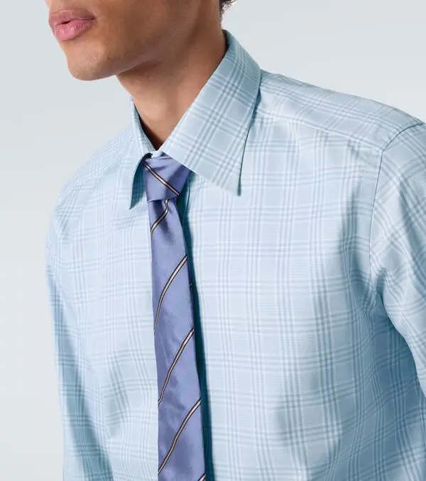 TOM FORD Checked Cotton Shirt - Blue