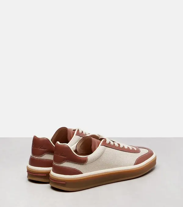 Loro Piana Tennis Walk Leather-trimmed Sneakers - Brown