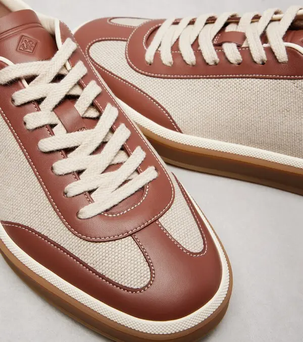 Loro Piana Tennis Walk Leather-trimmed Sneakers - Brown