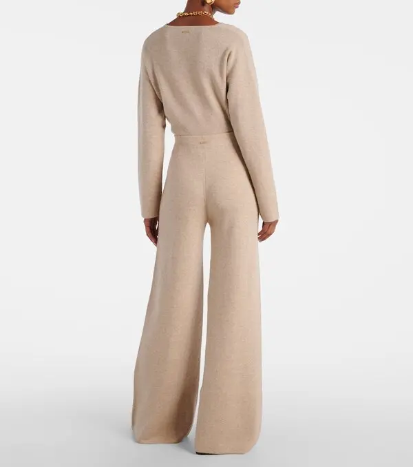 Max Mara Judy Wide-leg Wool And Cashmere Pants - Beige