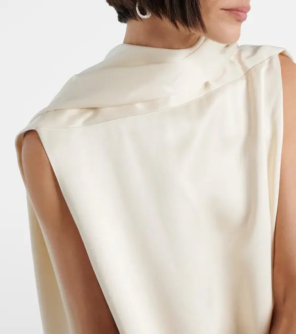 TOTEME Cocoon Deconstructed Satin Mini Dress - Beige