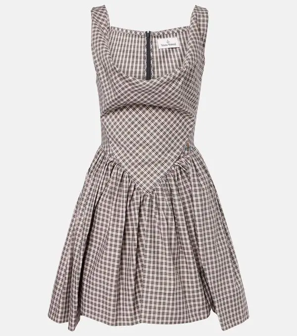 VIVIENNE WESTWOOD Mini Checked Draped Cocktail Dress