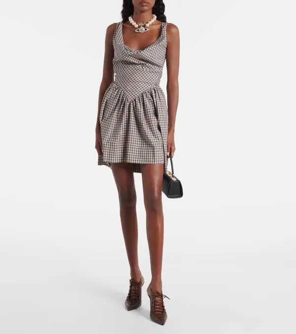 VIVIENNE WESTWOOD Mini Checked Draped Cocktail Dress