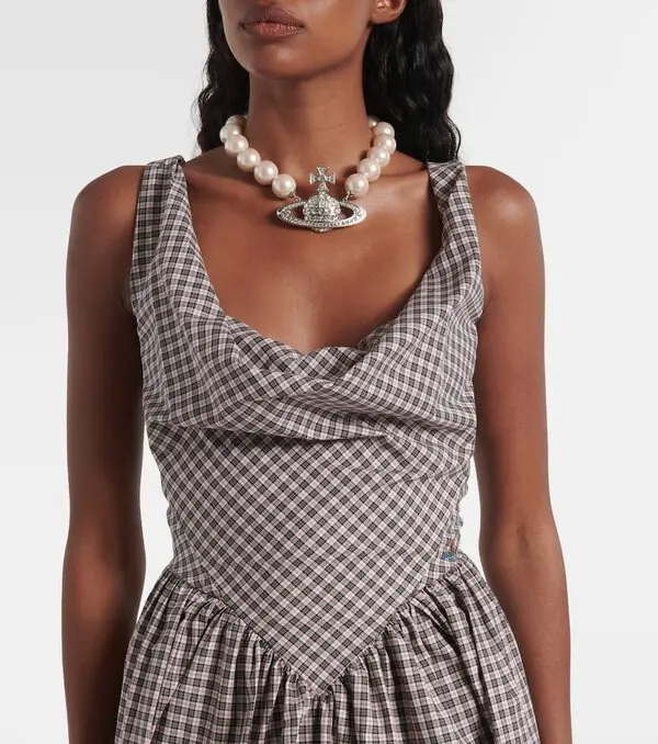 VIVIENNE WESTWOOD Mini Checked Draped Cocktail Dress