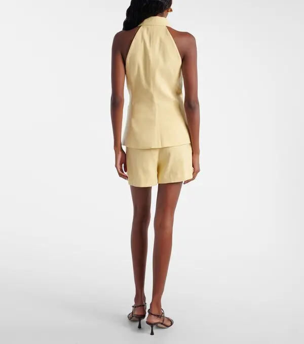 Veronica Beard Orlinda Halterneck Linen-blend Vest