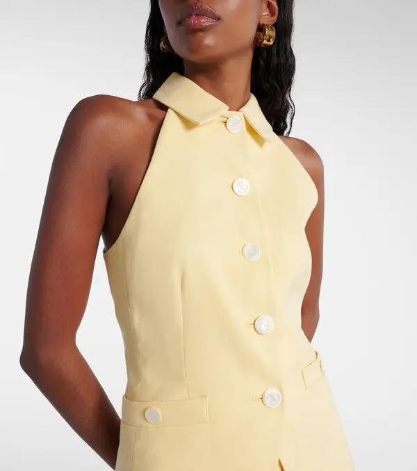 Veronica Beard Orlinda Halterneck Linen-blend Vest