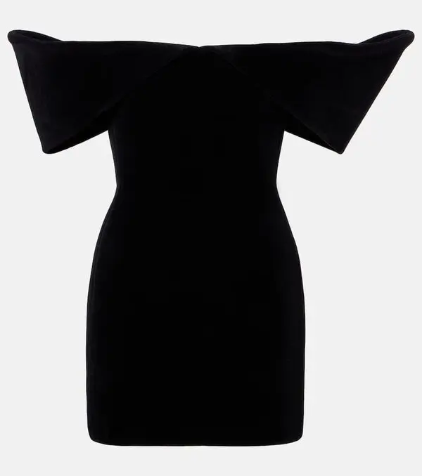 David Koma Off-shoulder Velvet Minidress - Black