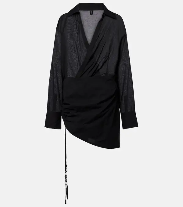 SIR. Azura Ruched Cotton Wrap Dress - Black