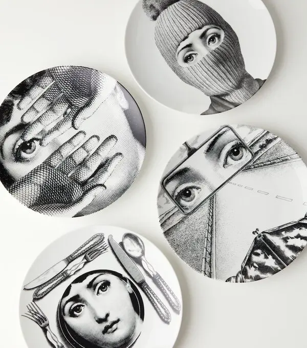 FORNASETTI Tema E Variazioni N.160 Porcelain Wall Plate - White