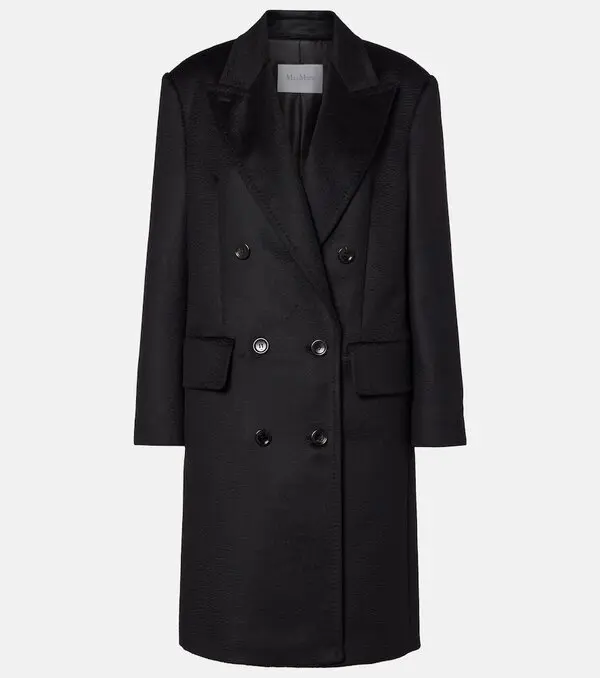 Max Mara Cosa Double-breasted Camel Hair Coat - Black