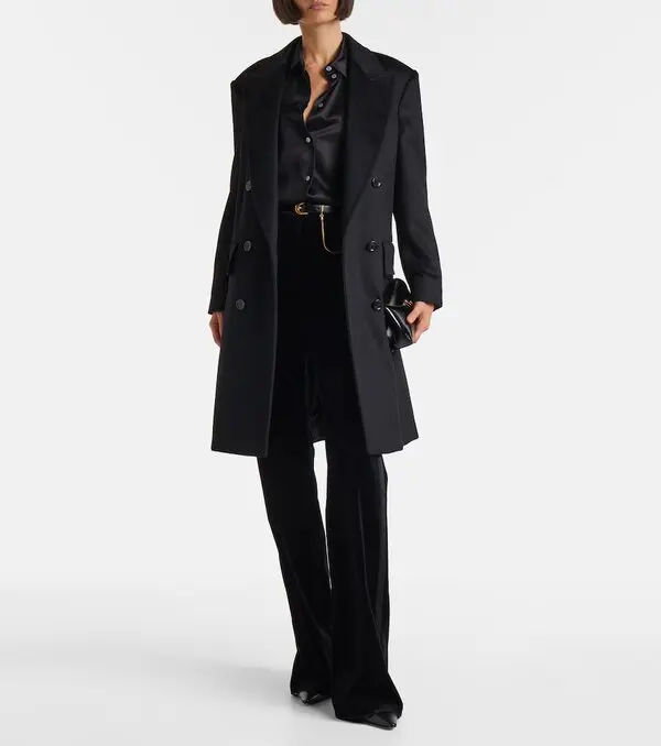 Max Mara Cosa Double-breasted Camel Hair Coat - Black