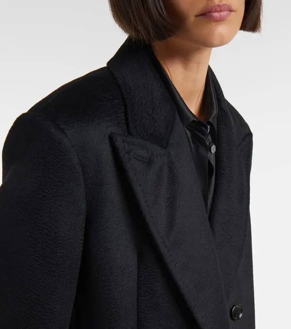 Max Mara Cosa Double-breasted Camel Hair Coat - Black