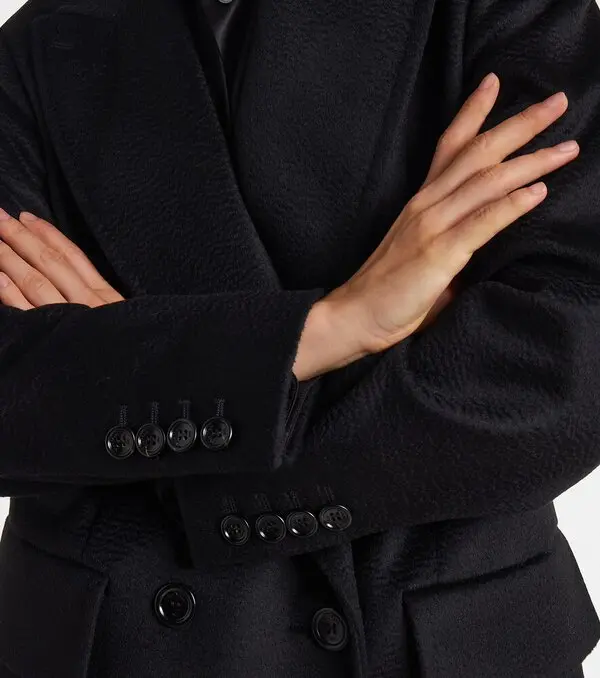 Max Mara Cosa Double-breasted Camel Hair Coat - Black