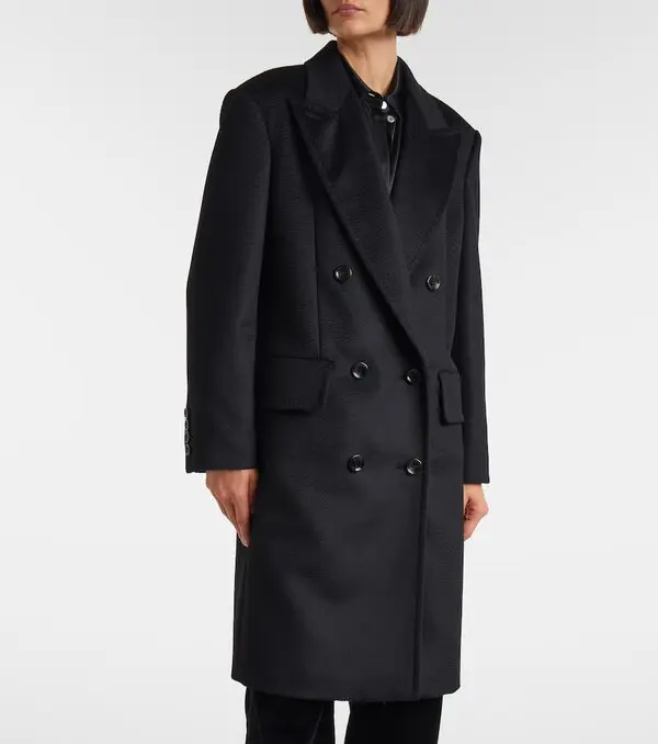 Max Mara Cosa Double-breasted Camel Hair Coat - Black
