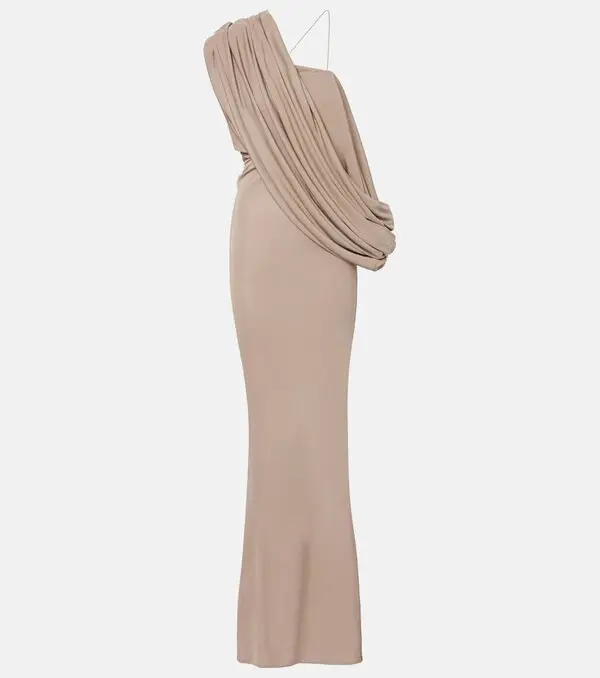 Christopher Esber Aiba Draped One-shoulder Gown - Beige