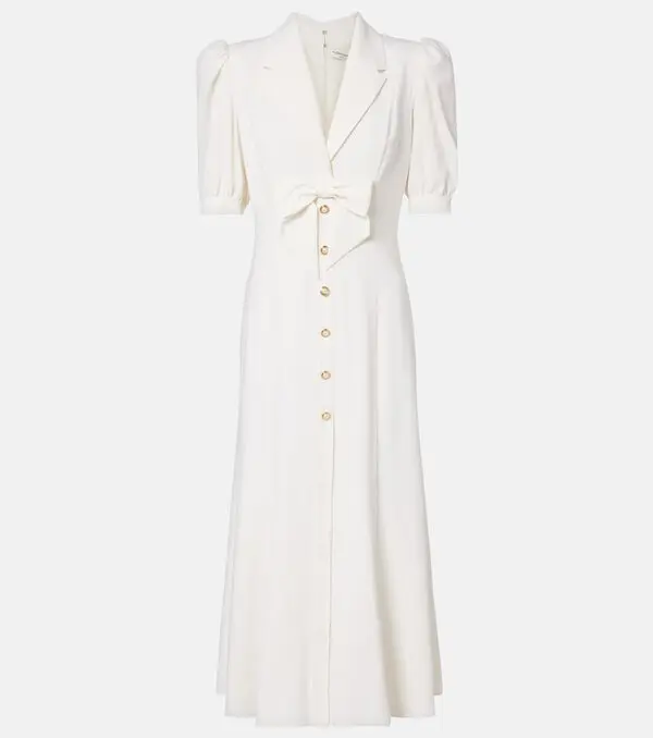 Alessandra Rich Wool-blend Crêpe Midi Dress - White