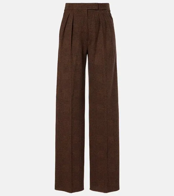 Max Mara Ponza Cotton And Wool-blend Wide-leg Pants - Brown