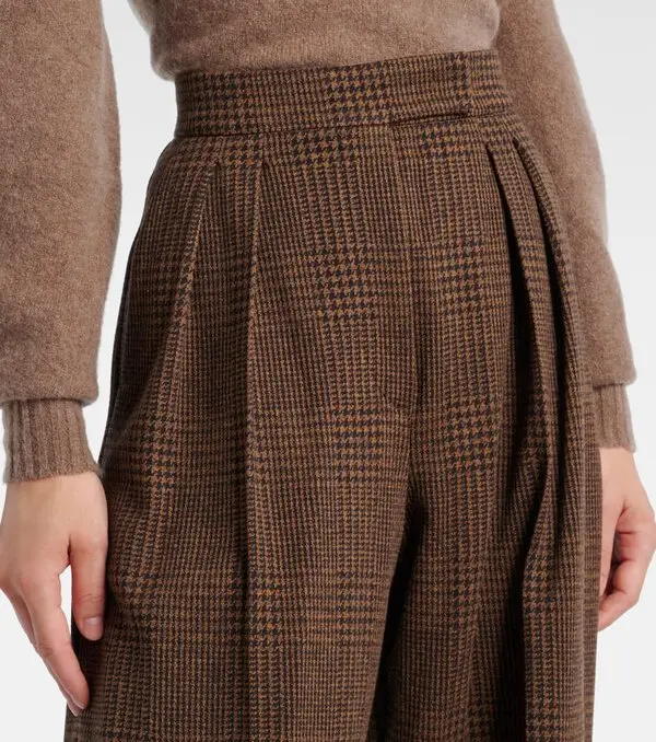 Max Mara Ponza Cotton And Wool-blend Wide-leg Pants - Brown
