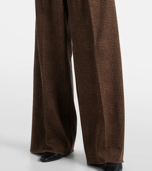 Max Mara Ponza Cotton And Wool-blend Wide-leg Pants - Brown