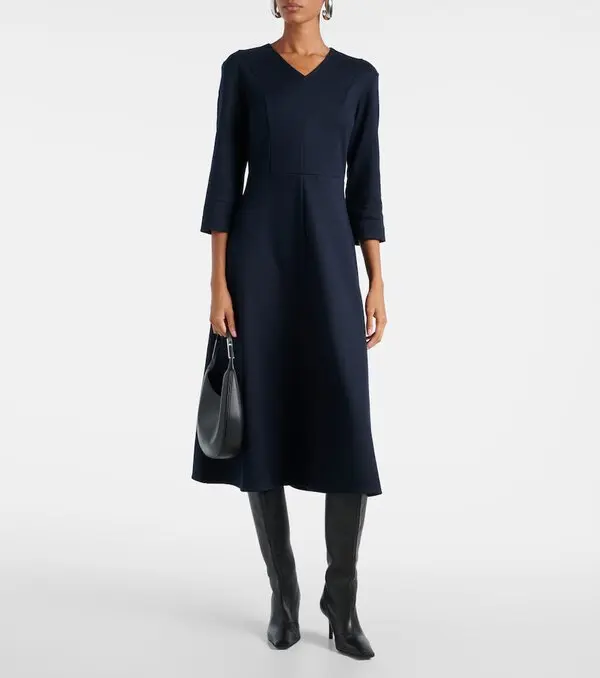 Max Mara Orion Midi Dress In Melange - Blue