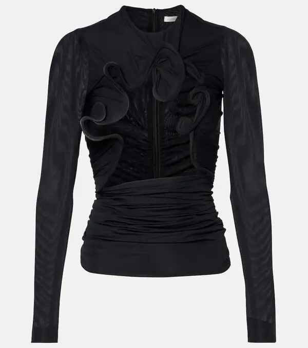 Christopher Esber Hollow Venus Cutout Mesh Top - Black
