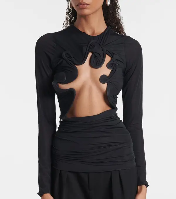 Christopher Esber Mesh Cutout Long Sleeve Top
