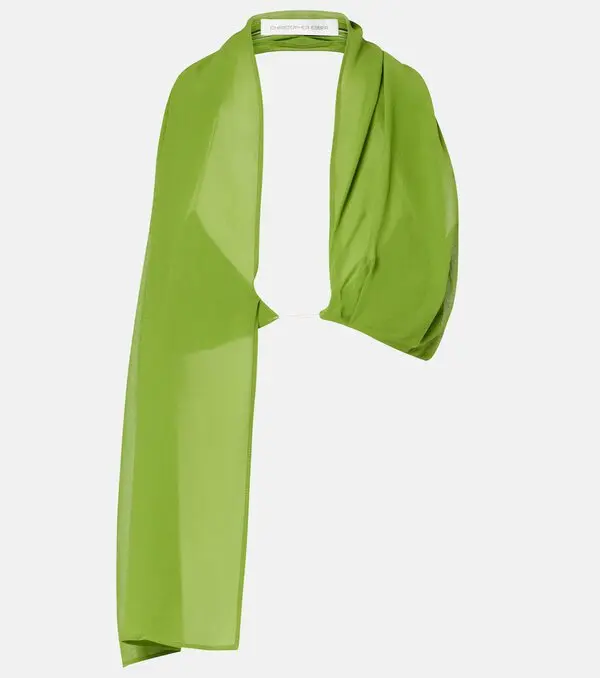 Christopher Esber Open-back Silk Georgette Top - Green