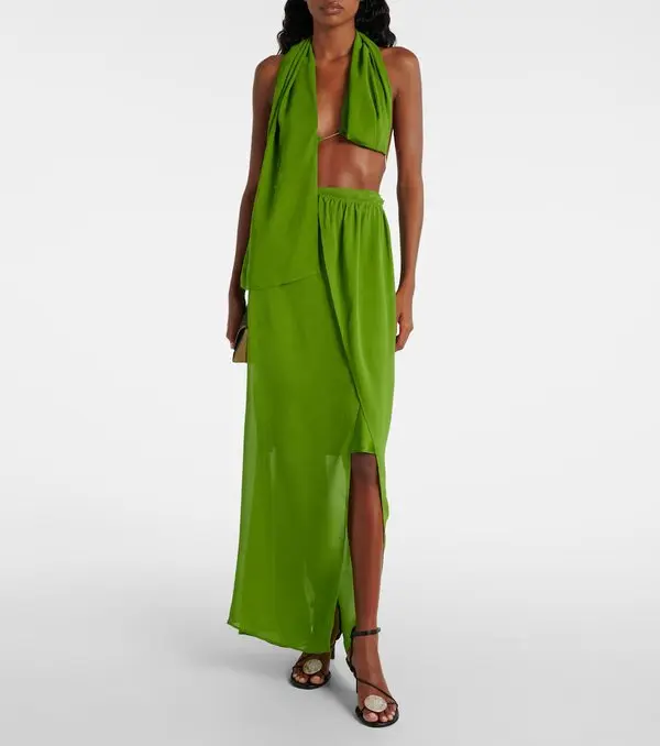 Christopher Esber Open-back Silk Georgette Top - Green