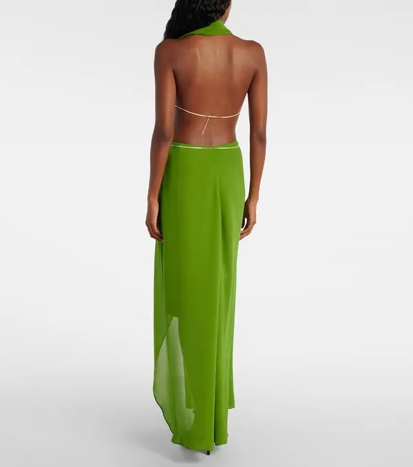 Christopher Esber Open-back Silk Georgette Top - Green