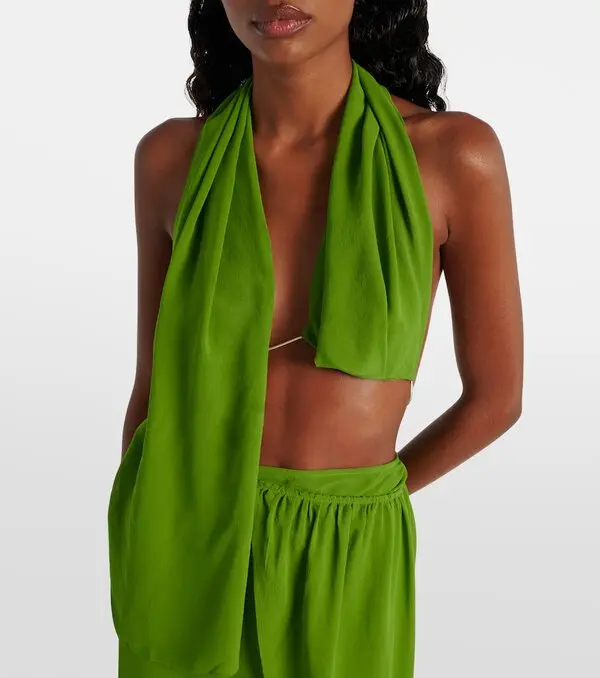 Christopher Esber Open-back Silk Georgette Top - Green