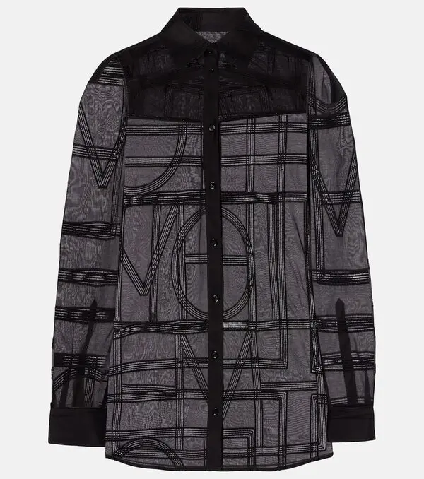 TOTEME Embroidered Cotton And Silk Voile Shirt - Black