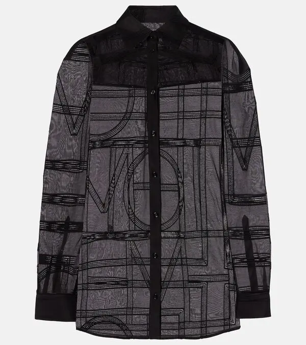 TOTEME Embroidered Cotton And Silk Voile Shirt - Black