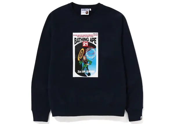 A BATHING APE Bathing Ape 21st Century Relaxed Fit Crewneck Sweatshirt - Navy Blue