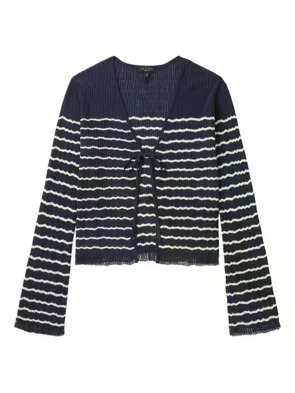 Rag & Bone Tie-front Striped Cardigan - Blue