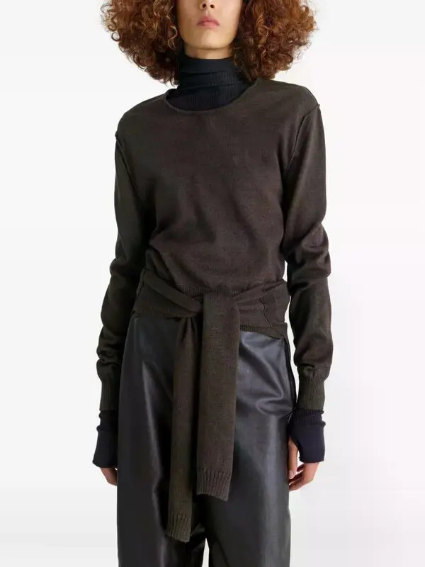 LEMAIRE Asymmetric Belted Knit Top - Brown