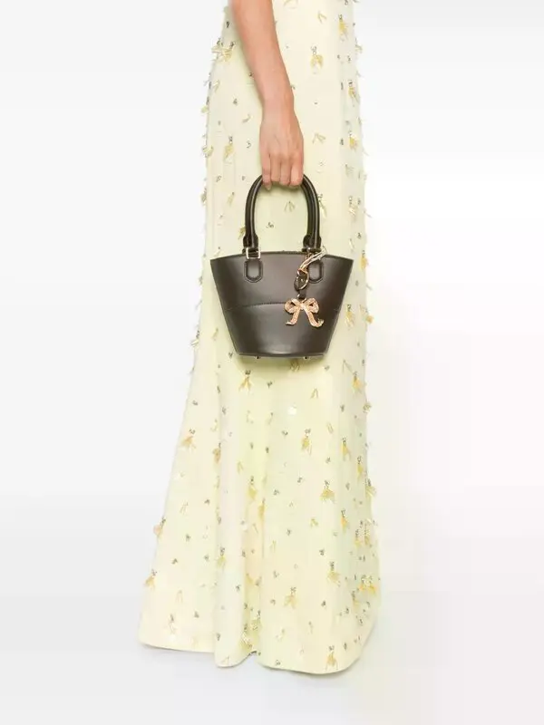 SELF-PORTRAIT Bow-charm Leather Bucket Bag