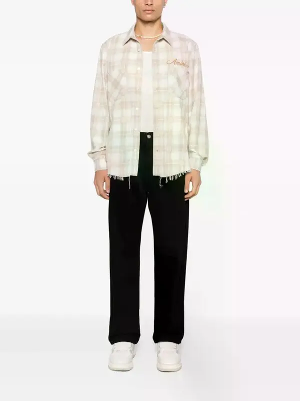 Amiri Checked Frayed Shirt