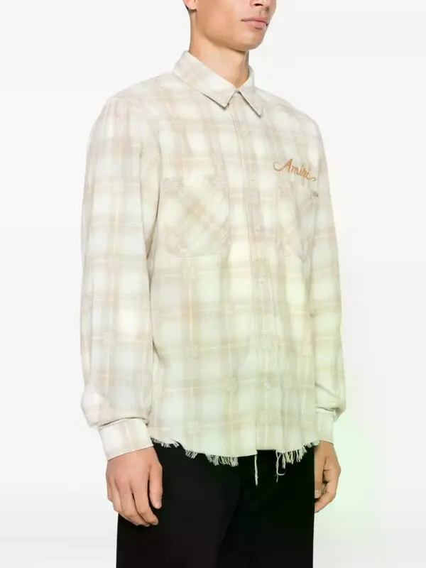 Amiri Checked Frayed Shirt