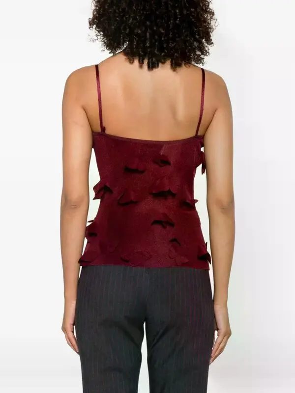 Coperni Burgundy Appliqué Detail V-neck Top - Red