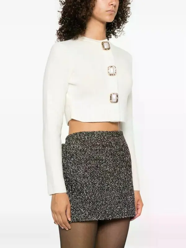 SELF-PORTRAIT Button-embellished Cardigan - Neutrals