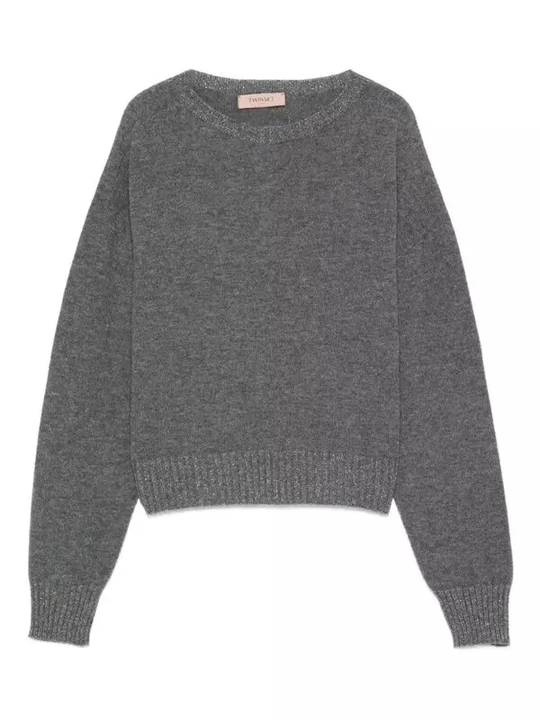 TWINSET Metallic-effect Trim Round Neck Sweater