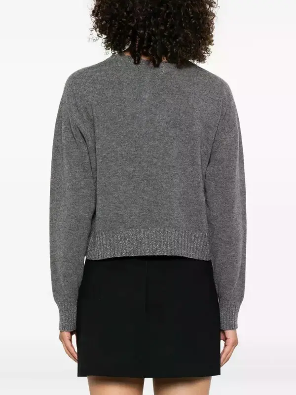 TWINSET Metallic-effect Trim Round Neck Sweater