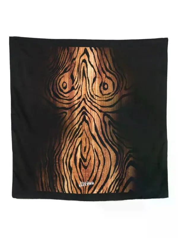 JEAN PAUL GAULTIER Wood-print Silk Scarf - Brown