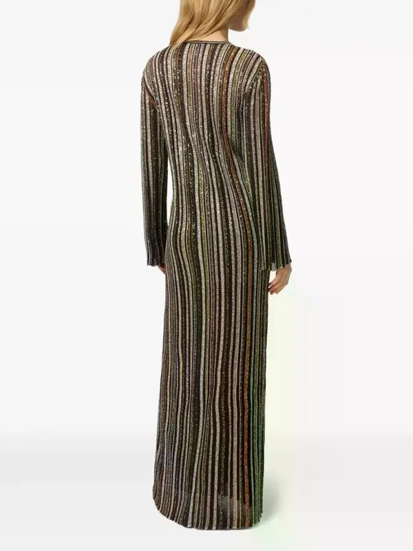 Missoni V-neck Sequin Embellished Maxi Dress With Long Sleeves