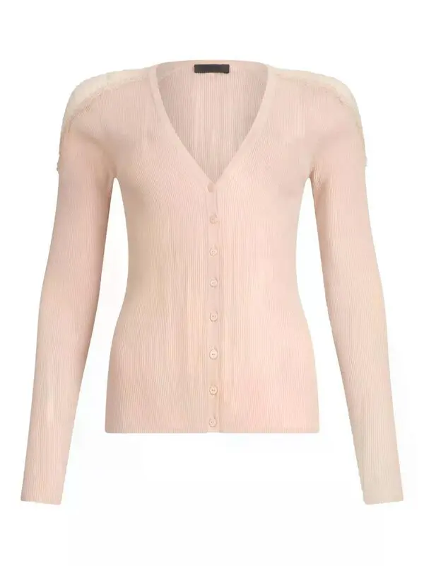 Liu Jo Lace-trimmed Ribbed Cardigan