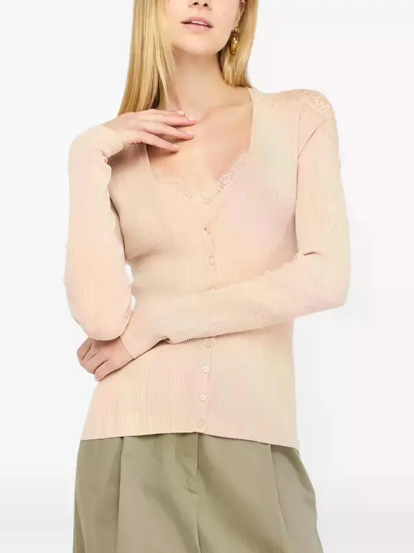 Liu Jo Lace-trimmed Ribbed Cardigan