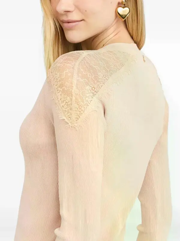 Liu Jo Lace-trimmed Ribbed Cardigan