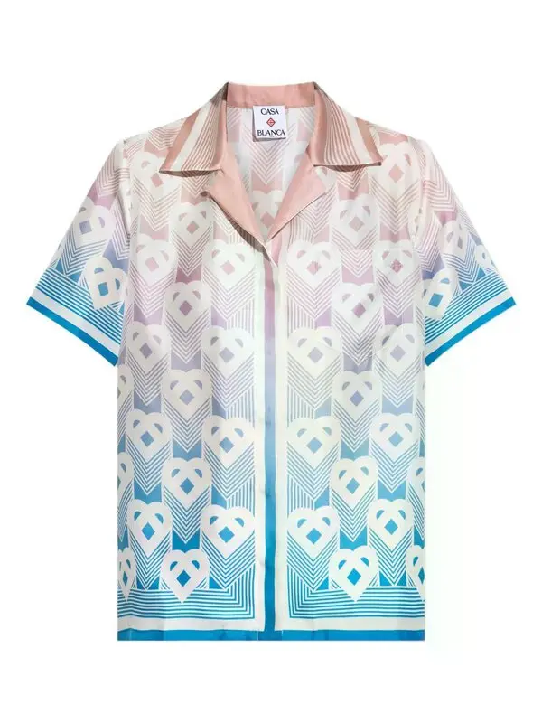 Casablanca Heart-monogram Silk Shirt - Blue